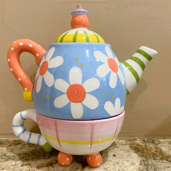 GANZ | Kitchen | Bella Casa By Ganz Tea For One Stackable Teapot Cup ...